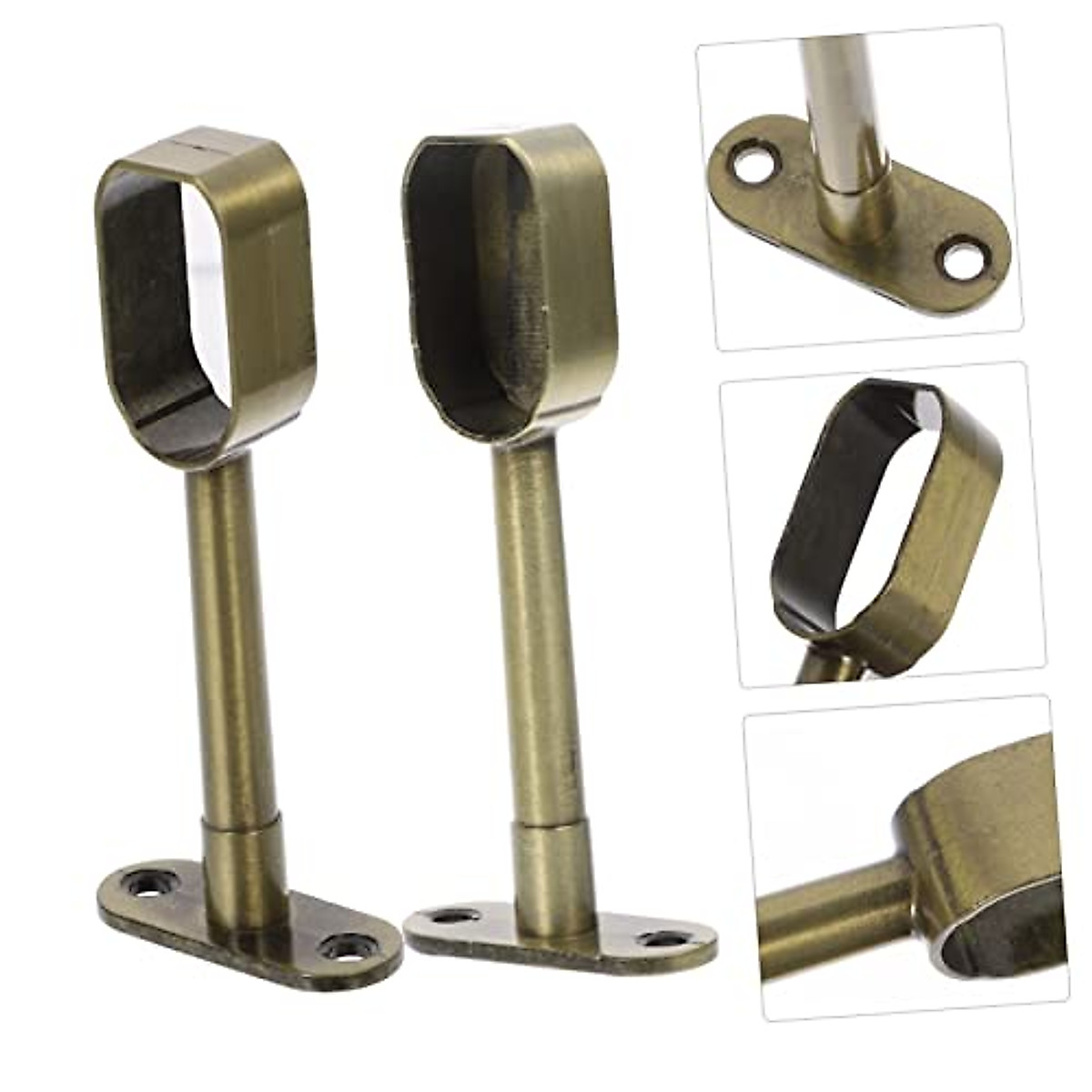 Cabilock 20 pcs Closet Tension Ceiling Shower Lever Support Clo Bar Steel Mounting for Hanger Fitting Organizer and Bracket Rod Holders Pipe Holder Open Curtain Bronzing End Close Towel