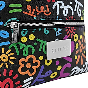 BRITTO Romero Vegan Leather Small Backpack, Colorful Graffiti