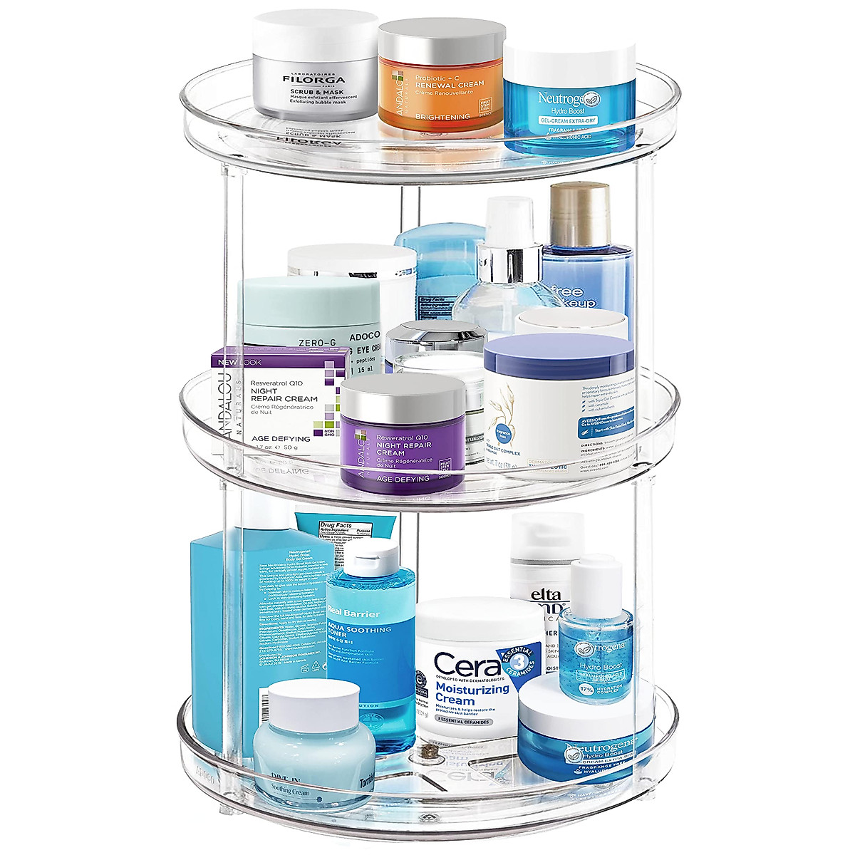 2 Tier and 3 Tier Lazy Susan Organizer 9.25Inch, Bathroom Organizer Make up Organizer and Storage