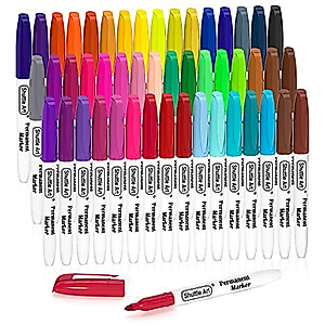 48 Colors Permanent Markers, Fine Point, Assorted Colors, Works on Plastic,Wood,Stone,Metal and Glass for Doodling, Coloring, Marking by Shuttle Art
