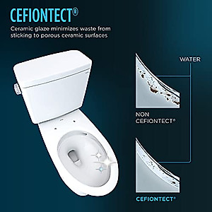 TOTO Drake WASHLET+ Two-Piece Elongated 1.28 GPF Universal Height TORNADO FLUSH Toilet with S550e Bidet Seat, Cotton White - MW7763056CEFG#01