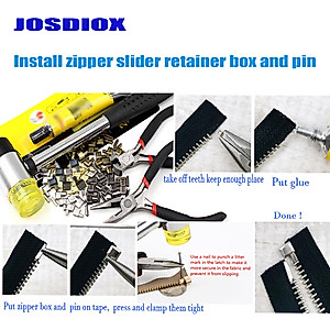 Zipper Repair Kit Metal Retainer Insertion Pin Zipper Top / Bottom Stop (3 Colors ) 13 Sets Zipper Fix Plug, Repair Down Zipper Stopper for Zipper Replacement (Size 10/8/5/3)