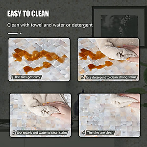 KASARO Peel and Stick Backsplash Shell Tiles, Mother of Pearl Mosaic Self Adhesive Tiles for Kitchen Wall Bathroom Bedroom Decor, Natural, 10-Sheet