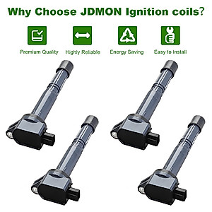 JDMON Ignition Coils Pack Compatible with Honda Accord Civic Crosstour CR-V 2008-2015 Acura ILX 2013-2015 2.4L L4 Replace UF602 30520-R40-007 Set of 4