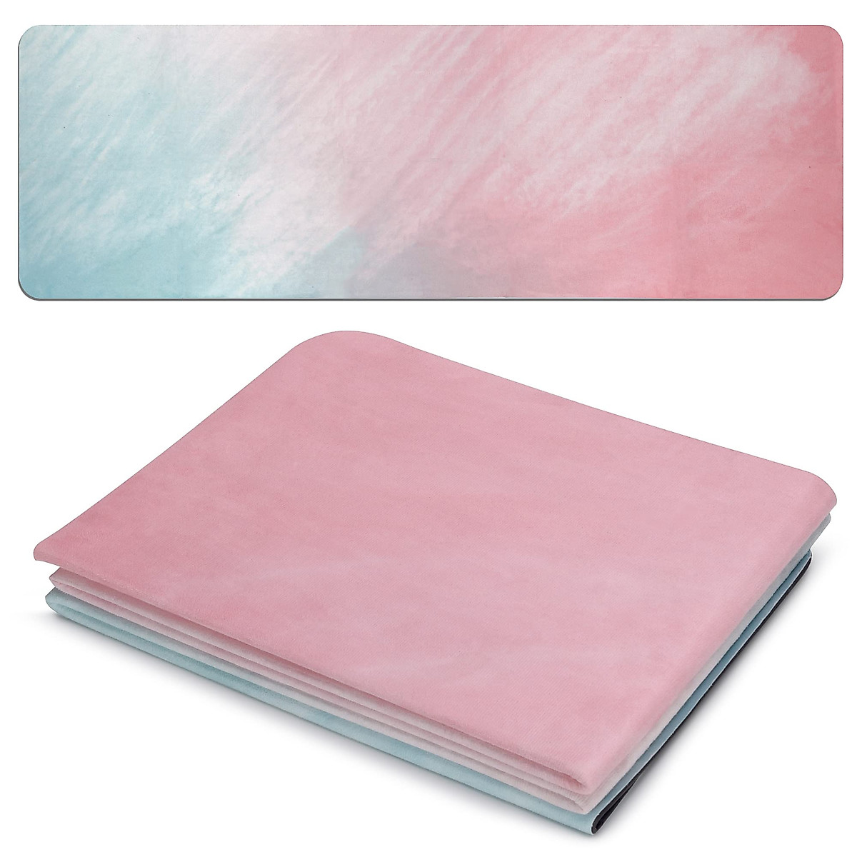 Yoga Mat Suede Printed Folding Travel Non Slip Fitness & Exercise Mat for Hot Yoga Pilates by VANILLACHOCOLATE (6mm Thickness, Pink)