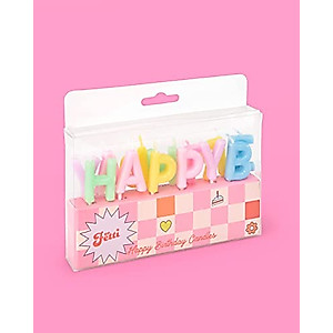 xo, Fetti Happy Birthday Pastel Candle Set | Birthday Party Decorations, Rainbow Cake Decorating Supplies, Cake Topper