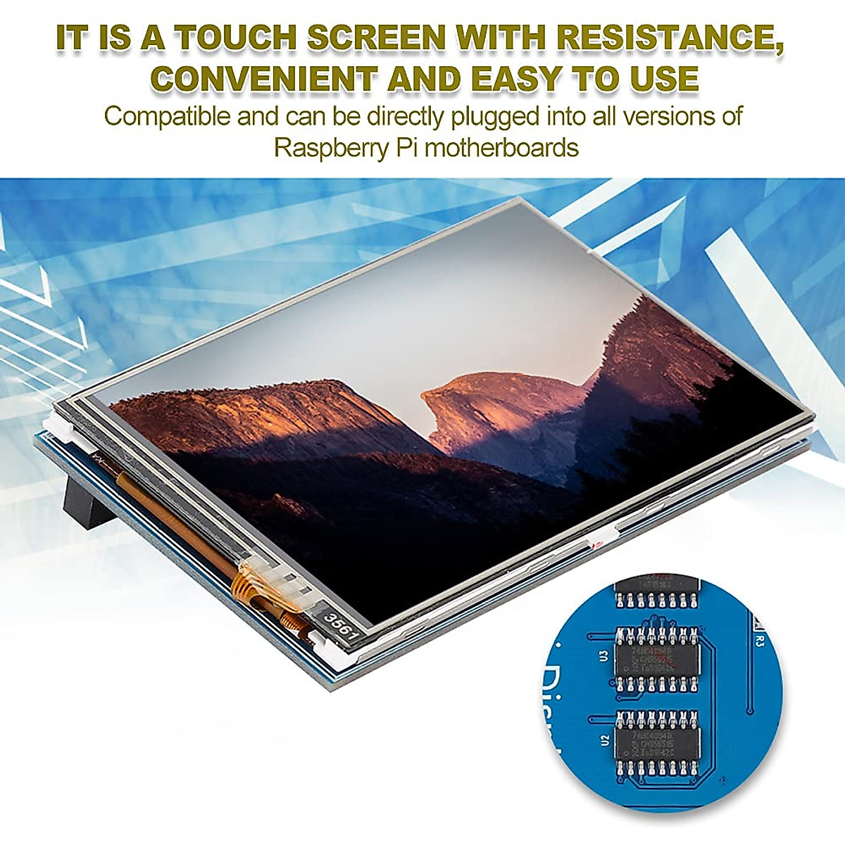 fo sa Monitor Display Raspberry Pi 3.5 Inch 480x320 TFT LCD Touch Screen Display Resistor for Raspberry Pi with Stylus Pen, Size 85.42 x 55.60 mm