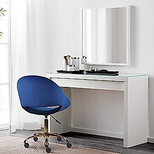 GIA Navy Blue Tufted Velvet Office Chairs with Wheels - Cute Swivel Fabric Armchairs for Makeup Vanity Room - Adjustable Desk Chair for Beauty Room, Living Room Home Office - 1 Pack