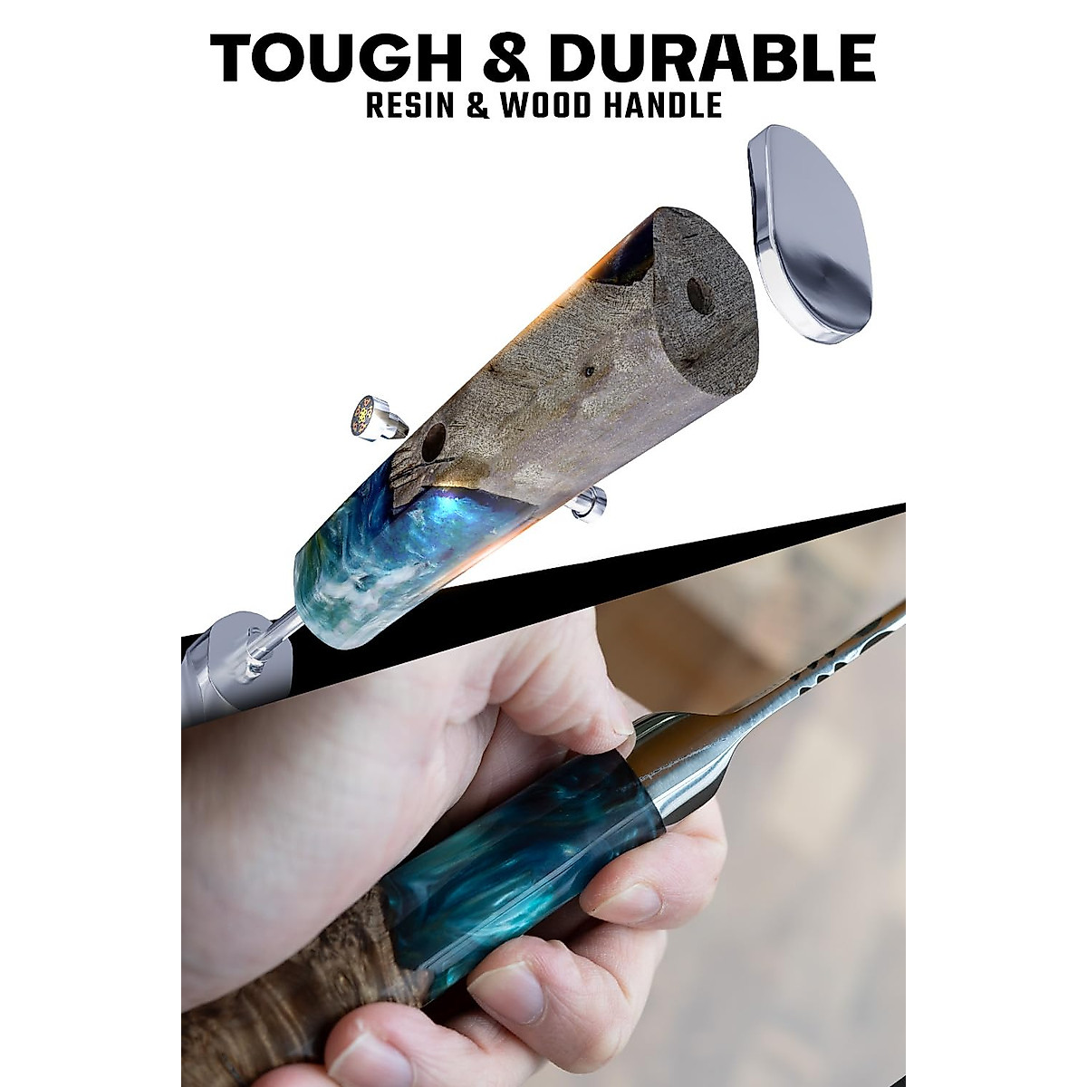 DALSTRONG Meat Fork - 7.7 inch - Valhalla Series - 9CR18MOV High Carbon Steel BBQ - Professional Barbecue Carving Fork Gift - Celestial Resin & Wood Handle - Kitchen Utensils - Two Pronged Fork