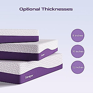 Sersper 8 Inch Bamboo Charcoal Cooling Gel Memory Foam Full Mattress -Medium Firm - with Moisture Wicking Cover and Edge Support for Motion Isolating - Made in North America