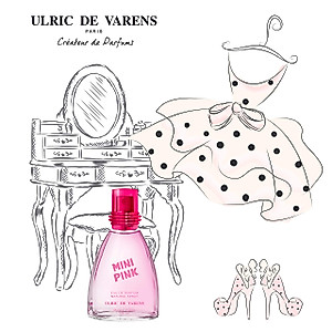 Ulric De Varens Mini Pink Eau de Parfum 25 ml- Youthful, Enchanting, and Fresh - Notes of Caramel, Bergamot, & Vanilla - Travel Size - .9 Fl Oz