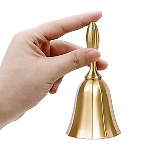 Hand Bell, Uspacific Metal Held Dinner Bell Brass Jingle Call Bell for School Church Adults Classroom Wedding Decorative (2pure)