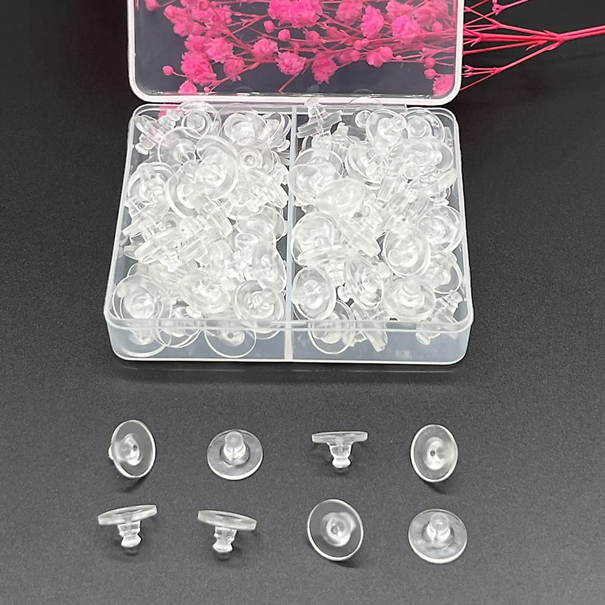 Bullet Clutch Earring Backs with Pad,150Pcs Clear Rubber Earring Backs Silicone Earring Backs with Pad