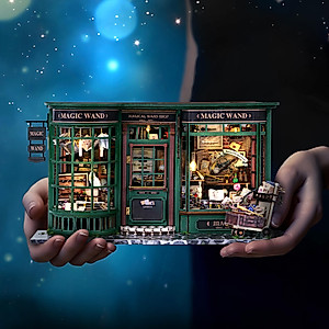 Spilay DIY Miniature Dollhouse Wooden Furniture Kit,Handmade Mini Modern Model Plus with Dust Cover & LED,1:24 Scale Creative Doll House for Lover Friend Gift (Magic House)