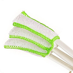 yueton Double Ended Mini Dust Blind Cleaner, Car Vent Brush, Window Blind Brush, Hand Held Magic Brush Blind Duster for House, Car, Office, White and Green
