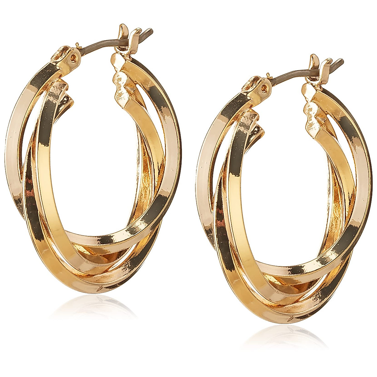 Anne Klein "Classics" Gold-Tone 3 Ring Hoop Earrings