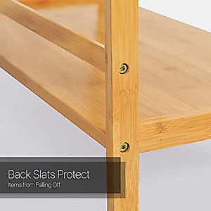 MoNiBloom Ladder Shelf for Plant Flower Book, Bamboo 5-Tier Trapezoid Storage Shelf Organizer for Living Room Patio Kitchen Bathroom Home Office, Natural