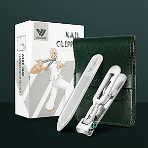 VANWIN Nail Clippers for Thick Nails, 16mm Wide Jaw Opening Oversized Toenail Clippers Cutter with Sharp Curved Blade and Nail File, Heavy Duty Stainless Steel Fingernail Clippers for Seniors Elderly