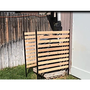 POKUULA Privacy Screens 42" H x 38" W No-Dig Wooden Patio Privacy Screen Outdoor for Trash Cans, Pool Equipment, Air Conditioning Units (2 Panels) Unassembled,Pine (Privacy Screens)
