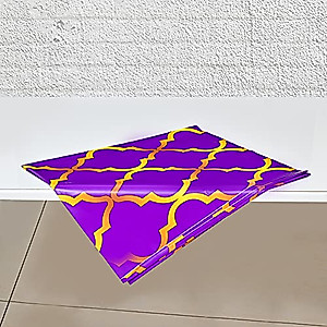 2 Pcs Arabian Tablecloth Purple Gold Lattice Plastic Table Covers 87 x 51 Inches Arabian Nights Themed Party Decorations for Arabian Nights Party Supplies