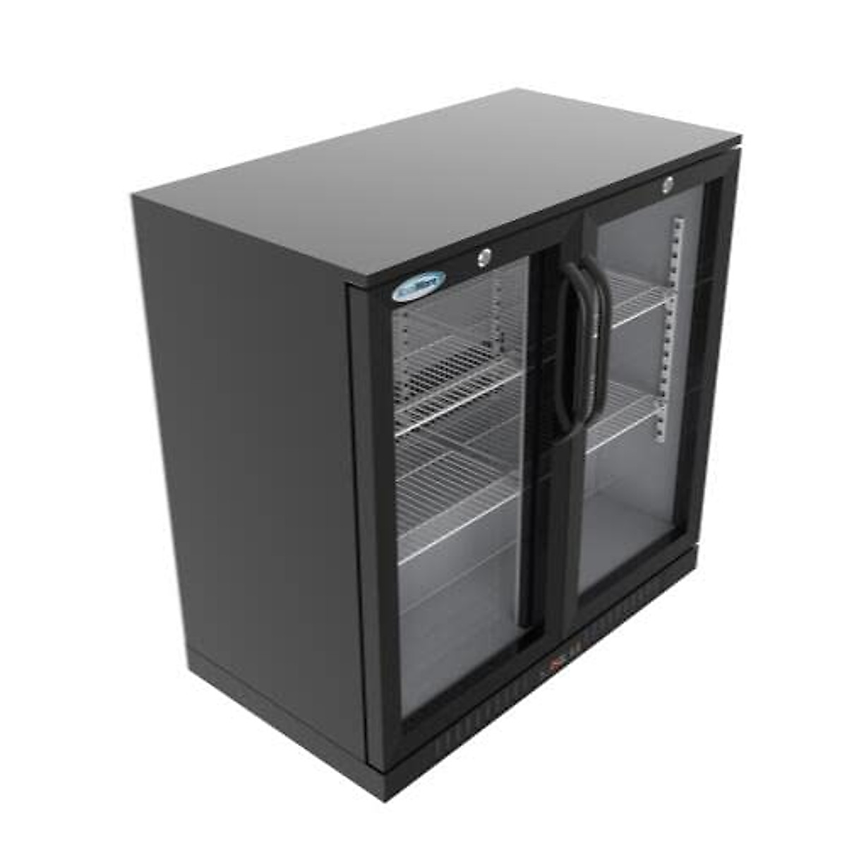 Koolmore BC-2DSW-BK 2 Door Back Bar Cooler Counter Height Glass Door Refrigerator With Led Lighting - 7.4 Cu.Ft.; Black