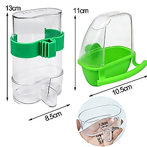 2Pcs Bird Feeder Water Dispenser for Cage Parakeet Bird Water Hanging Feeder Cup Plastic Food Feeding Box Pet Cage Accessories Seed Food Holder for Small Birds Parrots Cockatiel Budgies