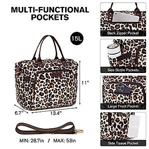 Fresh-flash Insulated Lunch Bag for Women Work, Leakproof Lunch Box Tote Bag, Wide Open Lunch Cooler Tote, Women Lunch Bags with Removable Shoulder Strap & Side Pockets-Leopard