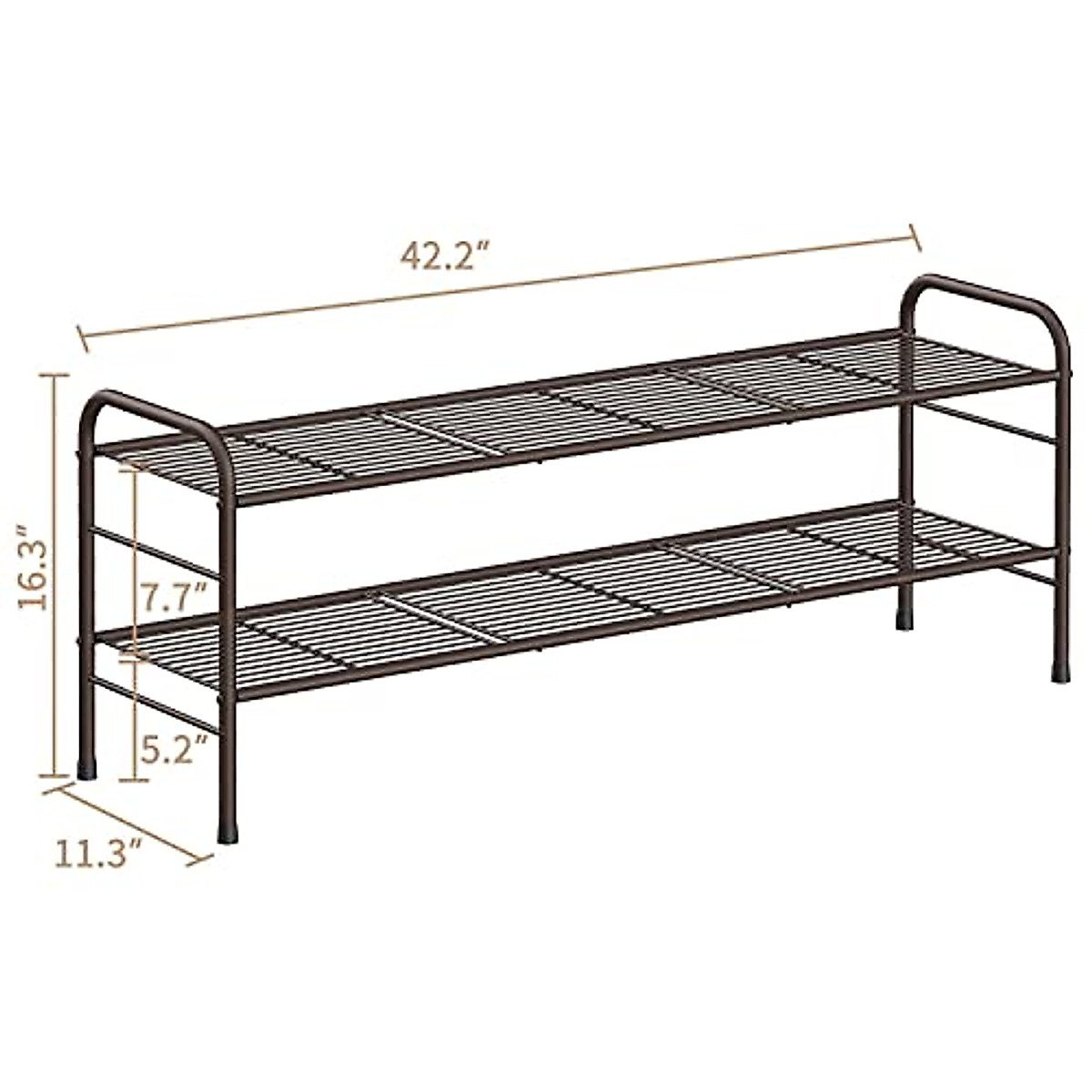Dicasser 2-Tier Long Shoe Rack Organizer Extra Large Capacity for 18 Pairs,Bronze