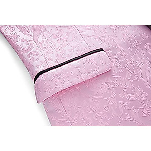 MOGU Mens Floral Blazer Slim Fit Suit Jacket Wedding Prom Dinner Jacket US Size 32 Pink