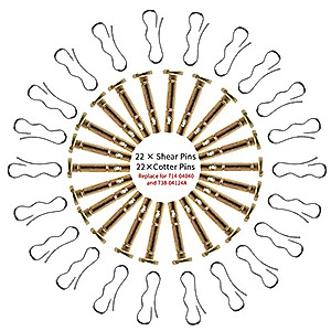 TigQiang 22 pcs Snowblower Shear Pins + 22 pcs Cotters Pins, Replace 714-04040 & 738-04124A & 738-04124 Shear Pin Kits, Compatible with Troy Bilt Cub Cadet Craftsman MTD Snowblowers, Gold Color