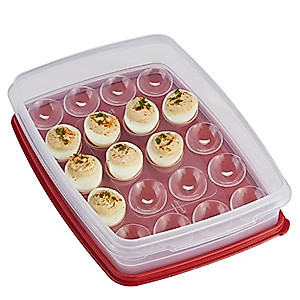 Rubbermaid Specialty Plastic Egg Keeper Food Storage Container , Red