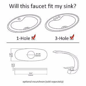 Homary 1-Handle Bathroom Sink Faucet with Pop Up Drain One Hole Deck Mount Curved Lavatory Faucet Mixer Tap, Solid Brass Chrome