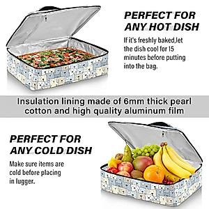 Kcldeci Insulated Thermal Food Carrier Insulated Casserole Carrier for Hot or Cold Food,Cute Dog Insulated Tote Bag for Potluck Cookouts Parties Picnic,Lasagna Lugger