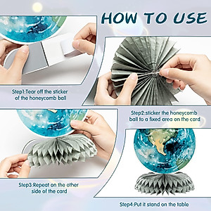 ANGOLIO 12Pcs First Trip Around The Sun One Letter Sign Party Honeycomb Table Centerpiece Outer Space 1st Birthday Party Decorations Planets Solar System Theme Party for Boys Baby Shower Photo Props