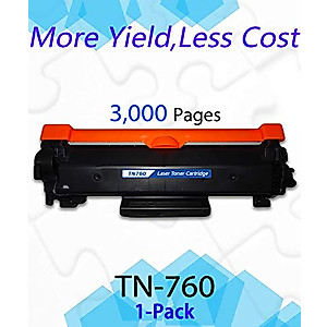 (1-Pack) Compatible TN760 TN-760 Toner Cartridge TN-760 Used for Brother HL-L2350DW HL-L2395DW DCP-L2550DW MFC-L2750DW Printer (Black), by EasyPrint
