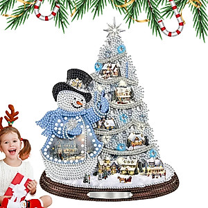 KSIEE Diamond Painting, Crystal Rhinestone Painting Art, Christmas Rhinestone Painting Ornaments Snowman for Wall Home Decor in Bedroom