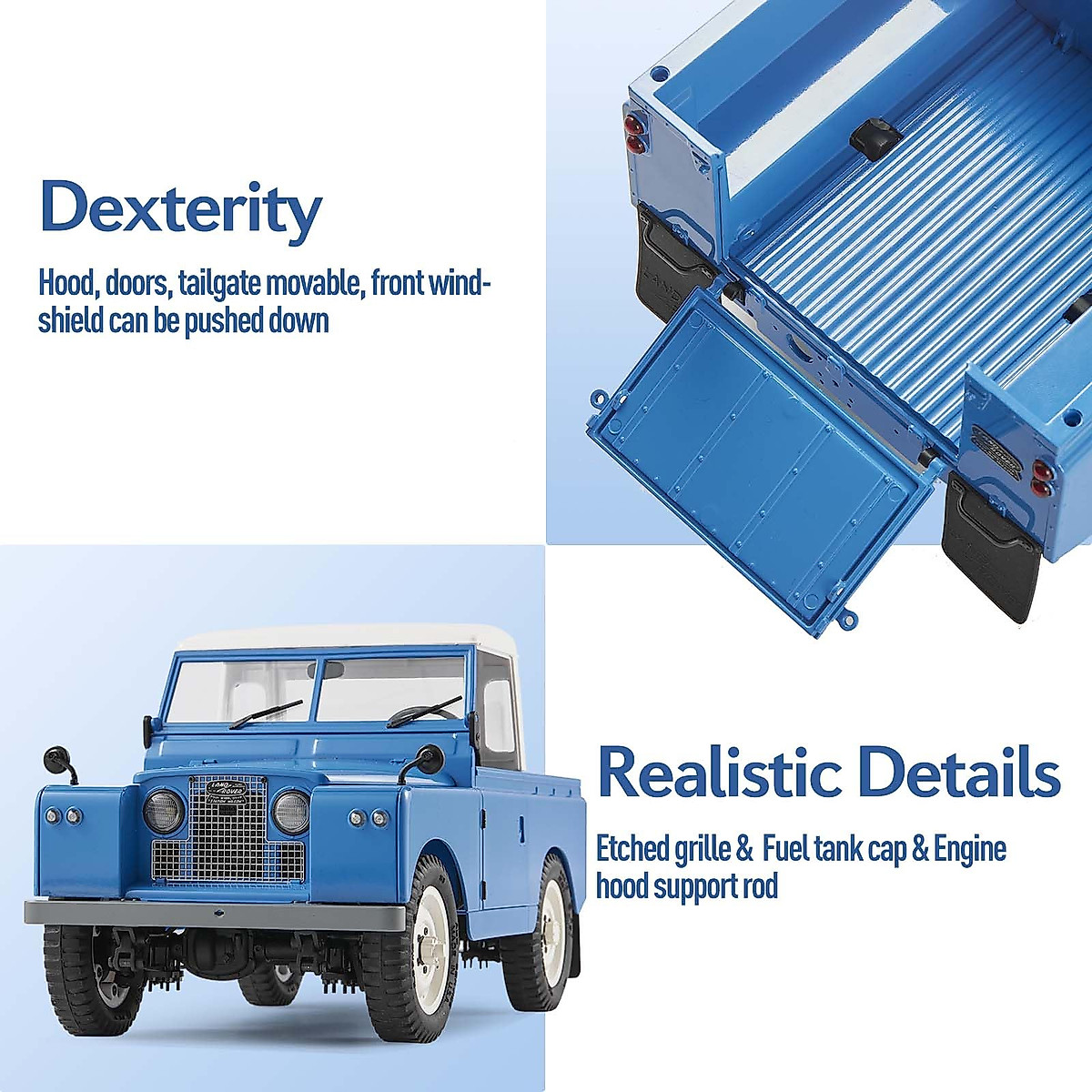 WOWRC FMS 1/12 Land Rover Series II RC Car,RC Crawler Pickups & Vans & Convertibles 3 in 1 with 2 Speed Transmission,4-Wheel Drive,LED Lights,RC Model for Adults,Green