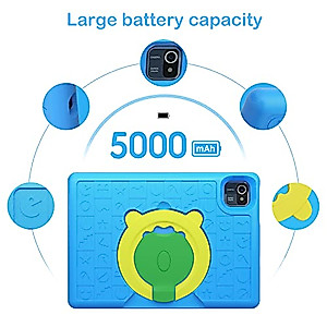 okaysea Kids Tablets 10" Android 12 Dual Camera 2GB RAM 32 GB ROM WiFi Parental Control Tablet (Blue)