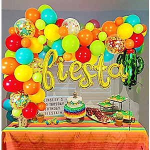 Fiesta Balloons Garland Kit Latex Balloons Balloon Arch Strip Set for Cactus Baby Shower Decorations Mexican Fiesta Party Decorations