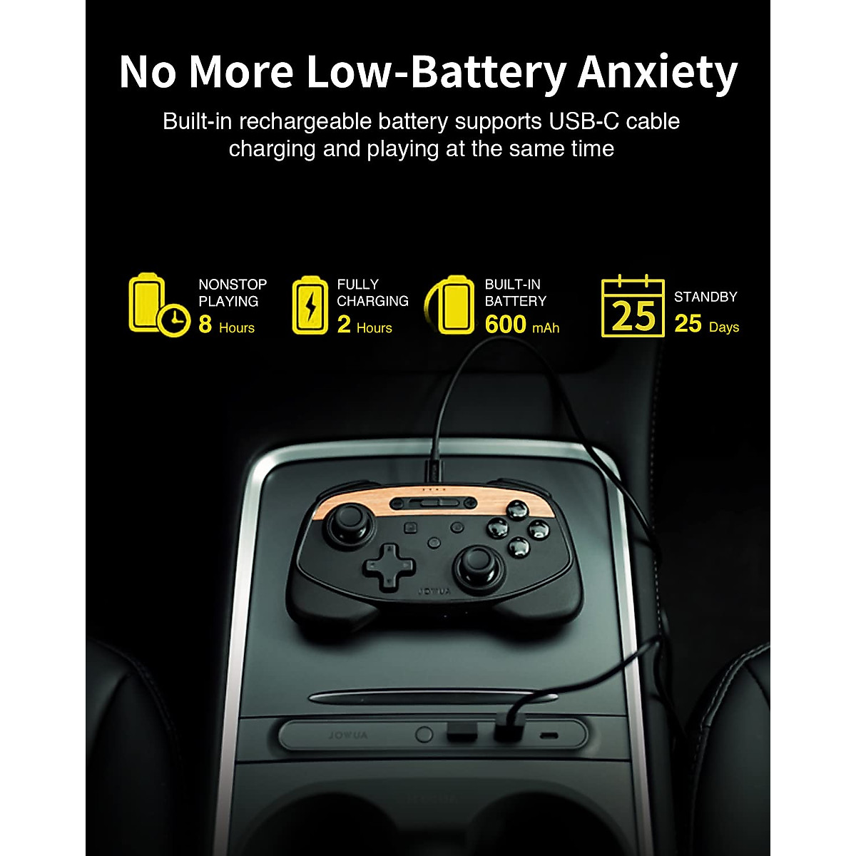 Jowua Multi-Device Wireless Controller Compatible for Tesla Model 3/Y/S/X/cybertruck Compatible for Switch, one controller set, SPECIAL PROGRAMMED and DESIGN FOR TESLA, Compatible for T (BLACK) [nintendo_switch,windows,ios,android]