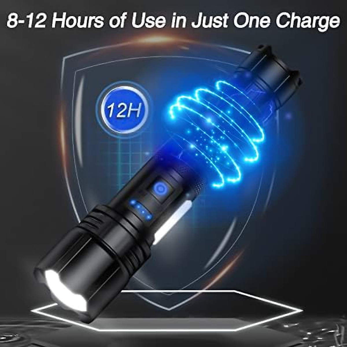 Kicoeoy Rechargeable Flashlights High Lumens, Led Flashlight 990000 Lumens Bright Flash Light with 7 Modes, Flashlights for Camping, Home, IPX7 Waterproof (2 Pack)