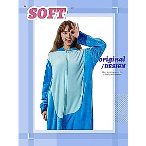 QSTYLE Adult Animal Onesie Halloween Costume,One Piece Cosplay Suit for Women and Men