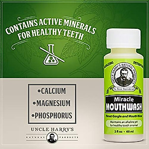 Uncle Harry's Natural Alkalizing Miracle Mouthwash | Adult & Kids Mouthwash for Bad Breath | pH Balanced Oral Care Mouth Wash & Mouth Rinse (2 fl oz)