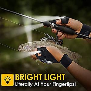 HANPURE LED Flashlight Gloves Gifts for Men, Stocking Stuffers for Men Christmas Birthday Gift Idea for Dad Husband Boyfriend Him, Lighted Gloves with Lights for Repairing Fishing Camping Cool Gadget