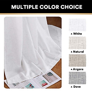 PrinceDeco Natural Linen Curtains 84 Inches Long Tab Top Curtains for Bedroom Light Filtering Window Treatments Panels Breathable and Airy Drapes for Living Room - Set 2 Panels, Off White