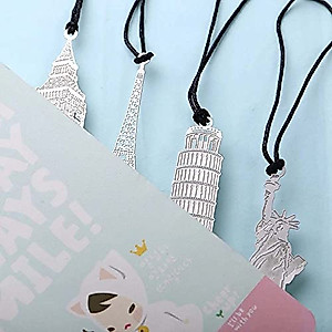 BYBYCD London Eiffel Tower Statue of Liberty Mark Page Metal Bookmark Stationery School Office Supply(Eiffel Tower)