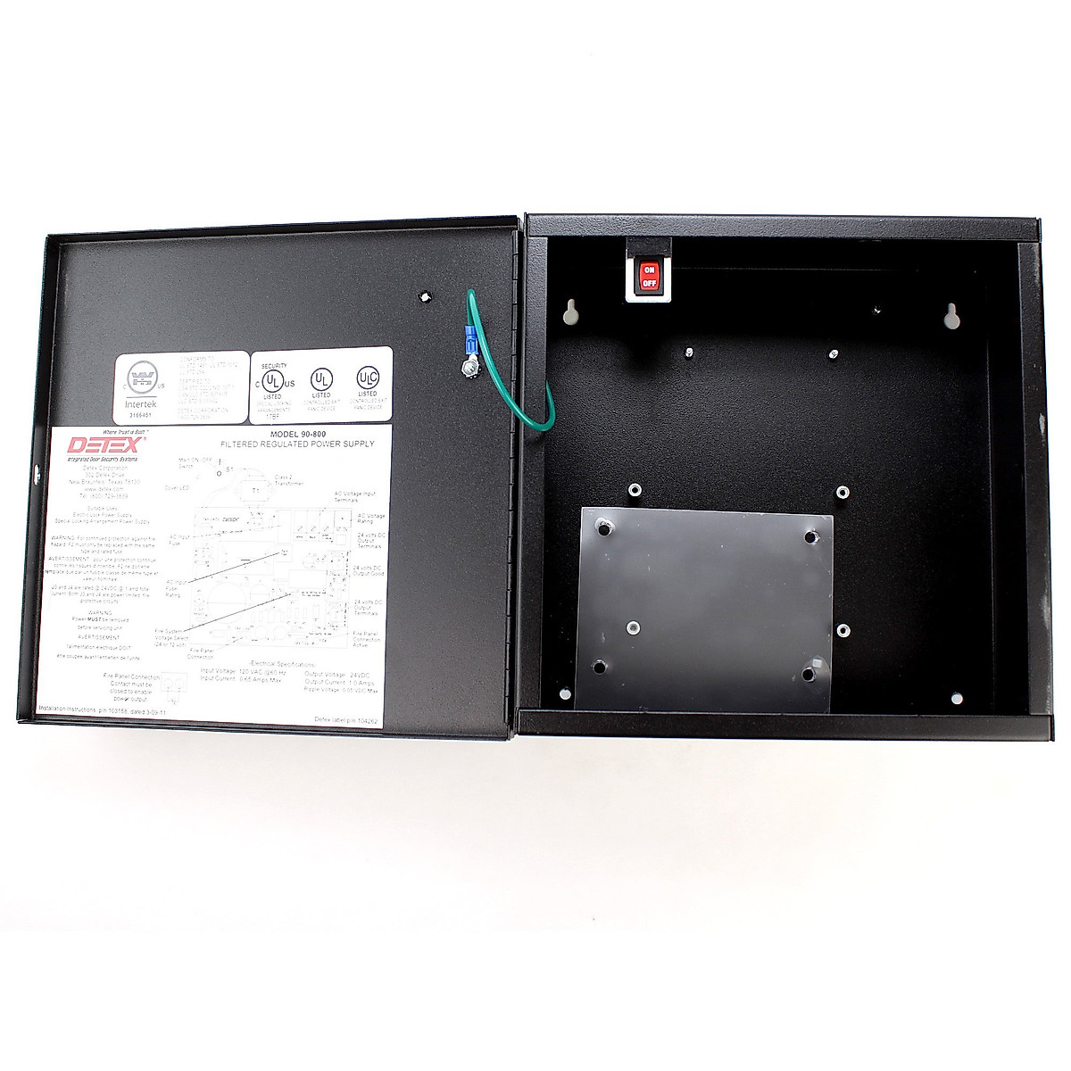 Detex 90-800 Series 800 Power Supply, Filtered Output, 120V, 24VDC, 1A