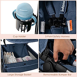 INFANS 2 in 1 High Landscape Convertible Baby Stroller, Newborn Reversible Bassinet Pram, Foldable Pushchair with Adjustable Canopy, Aluminum Structure, 5-Point Harness for Infant & Toddler