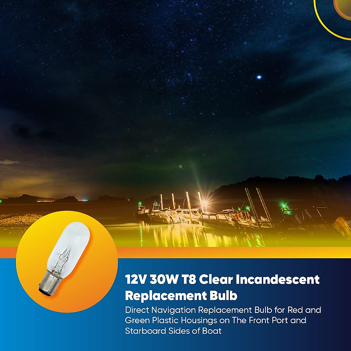Technical Precision 12V 30W T8 Clear Incandescent Replacement Bulb for Perko-374-1 Light Bulb BA15D Double Contact Bayonet Base - Marine Lamp Light Bulb 8796X 374-1 10796-1 Pack