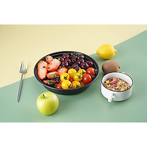 Meal Prep Round Containers -Heavy Duty Food Storage Containers w/Lids Plastic Bento Box Reusable BPA Free Lunch Boxes Disposable, Microwave Dishwasher Freezer Safe (Black - 40OZ, 50 Pack)